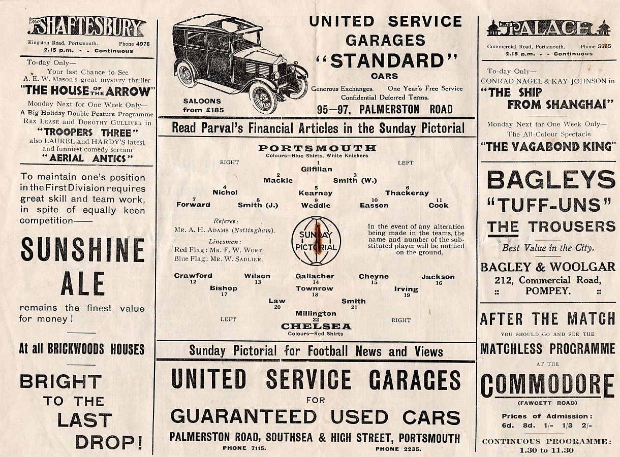 Match Results for season 1930 - 1931
