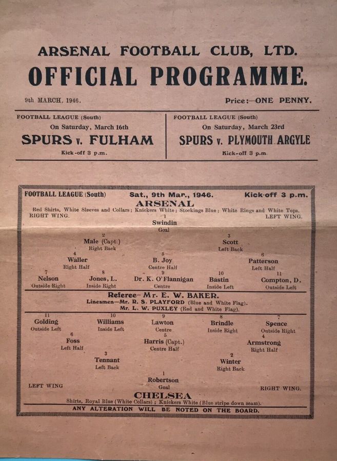 Match Results for season 1945 - 1946