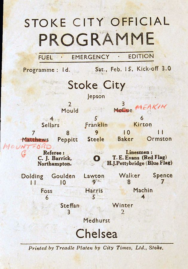 Match Results for season 1946 - 1947