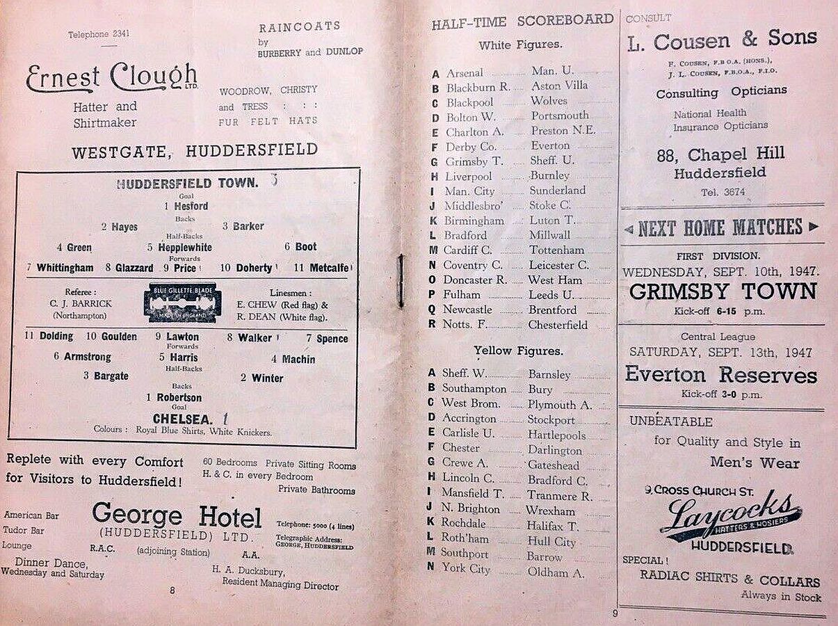 Match Results for season 1947 - 1948