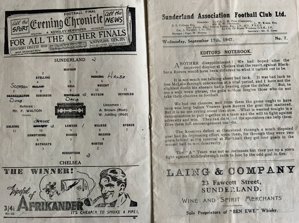 Match Results for season 1947 - 1948