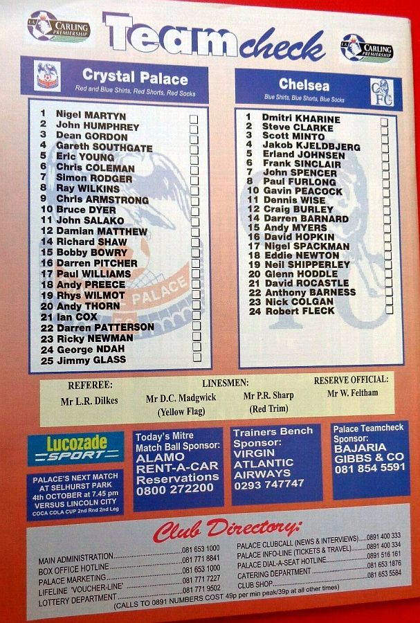 Match Results for season 1994 - 1995